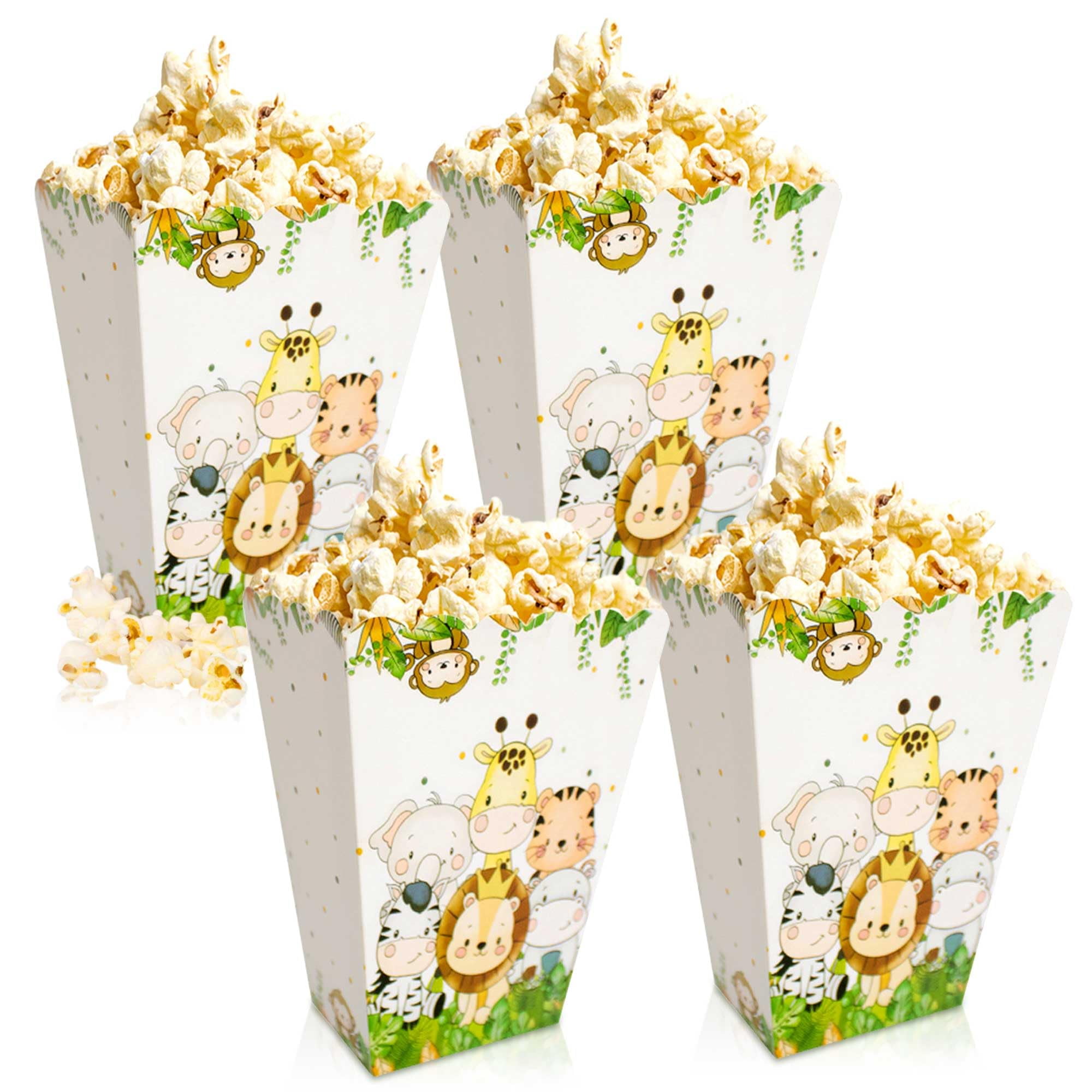 BACH AND BOUJEE 12 DHF10 PCS Jungle Animal Popcorn Boxes Treat Bags ...