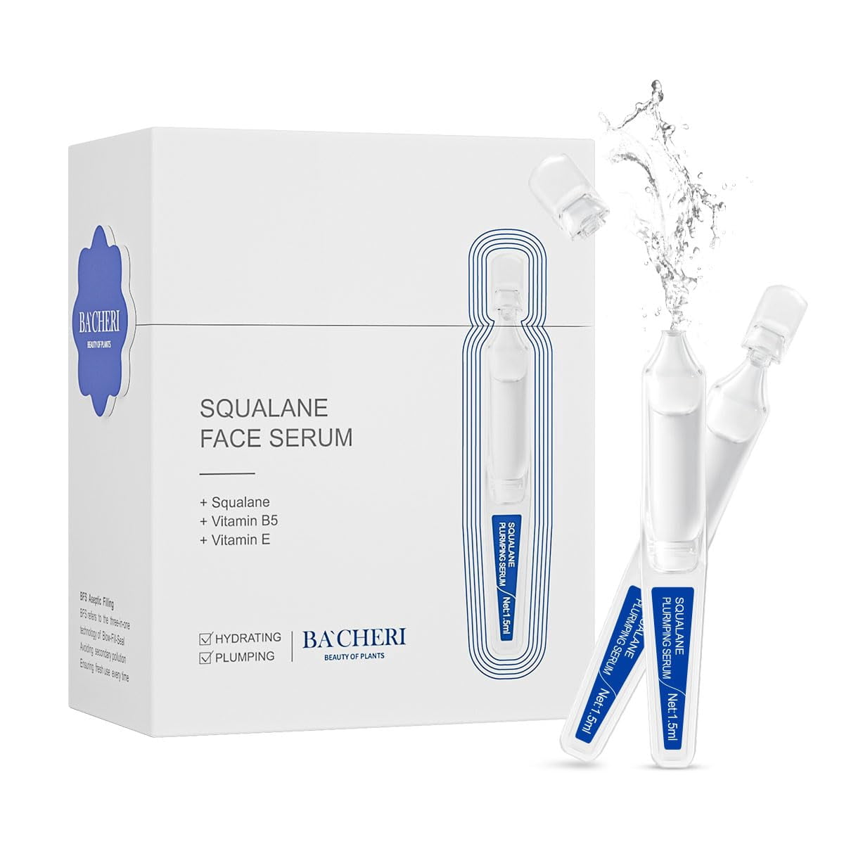 BACHERI Squalane Serum for BCA3 Face # 15 Pcs/Box, with Vitamin E ...