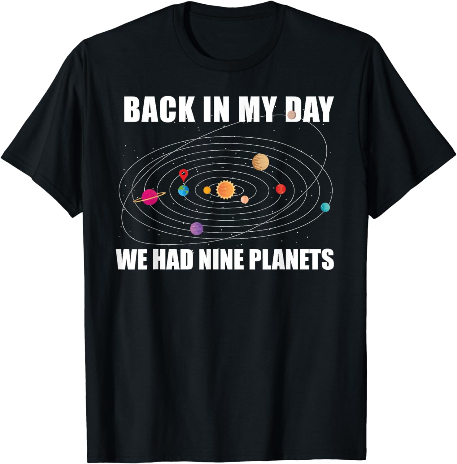 BACK IN MY DAY WE HAD NINE PLANETS Funny Solar System Meme T-Shirt ...