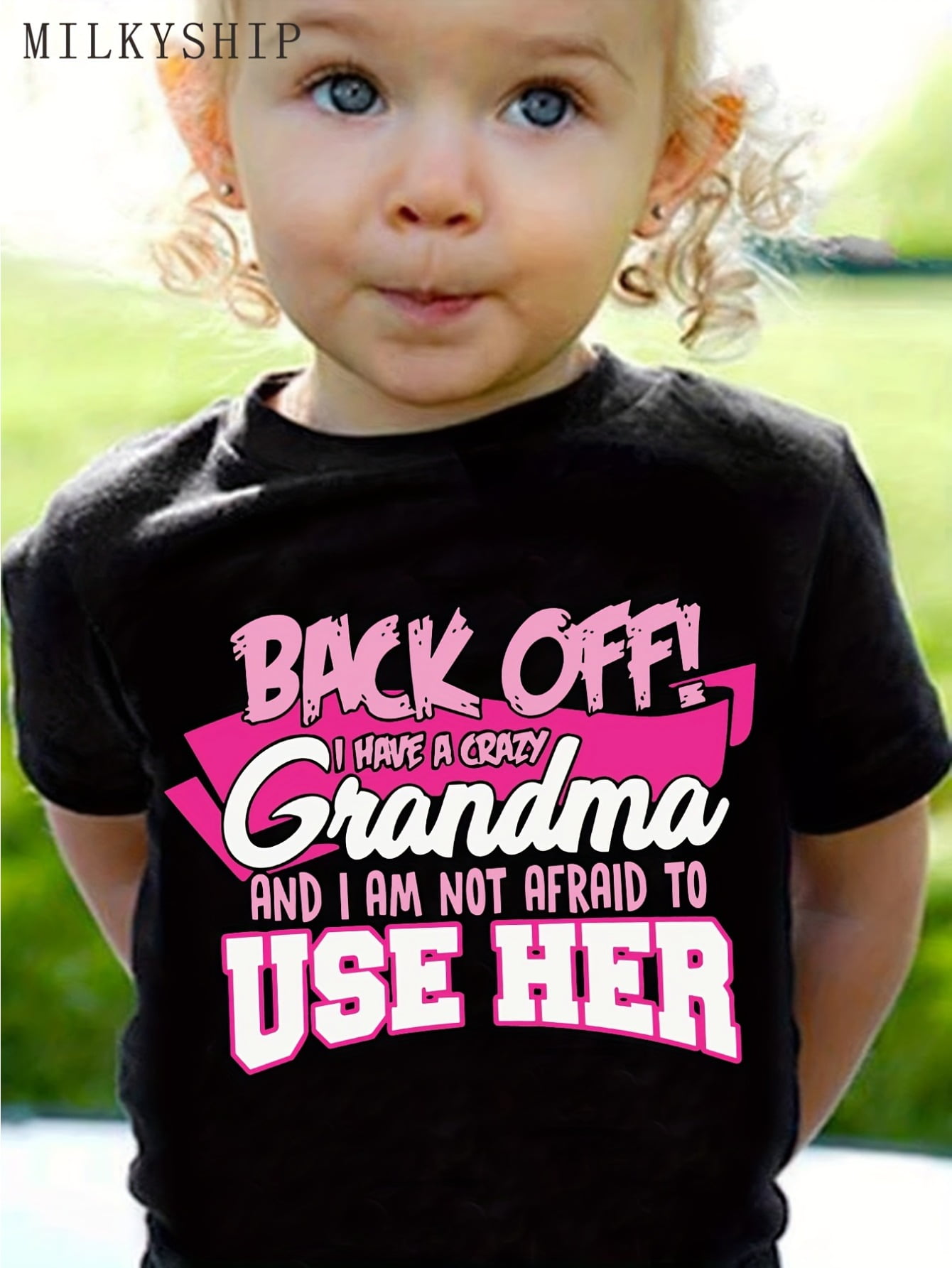 BACK OFF I HAVE A CRAZY GRANDMA... Print Short Sleeve T-shirt, Girls Comfy Tees Pullover For ...