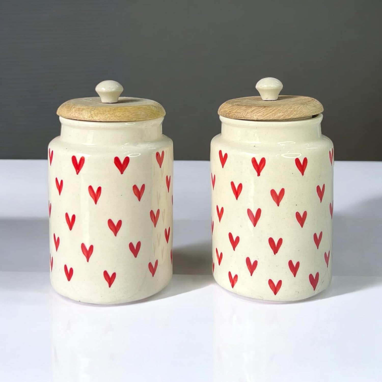 BACKKSPACE RETAIL Ceramic Jars for Kitchen Storage with Wooden Lid ...