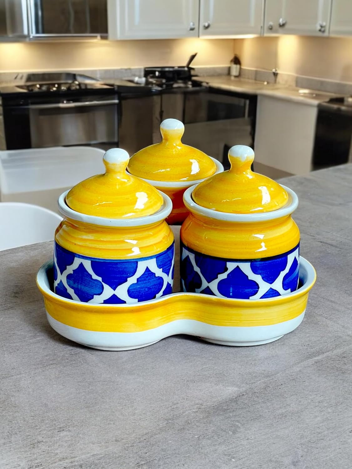 BACKKSPACE RETAIL Ceramics HandPainted MultiPurpose Ceramic Pickle Jars ...