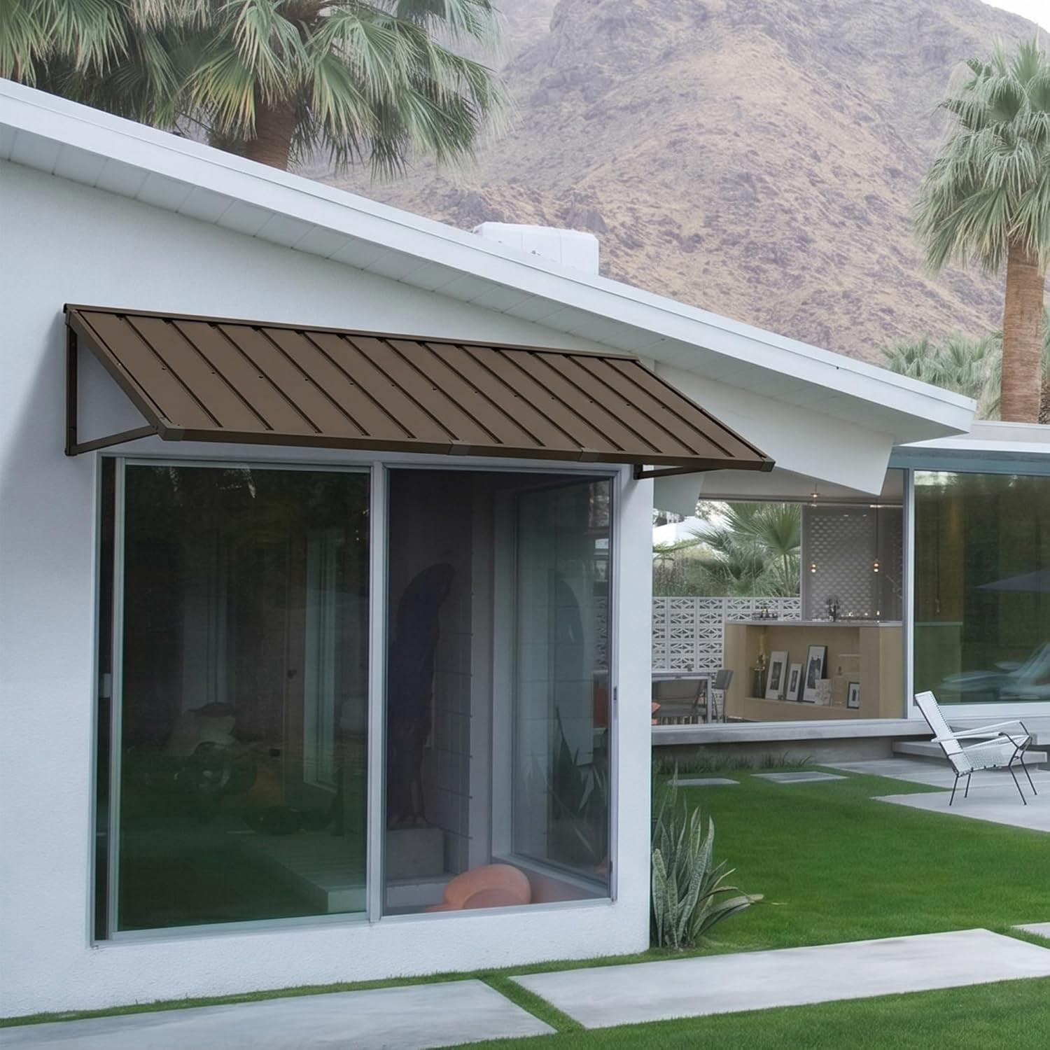 BACKYARD BEAUTIFUL Metal Awning 80" x 36", Front Door and Window Canopy ...