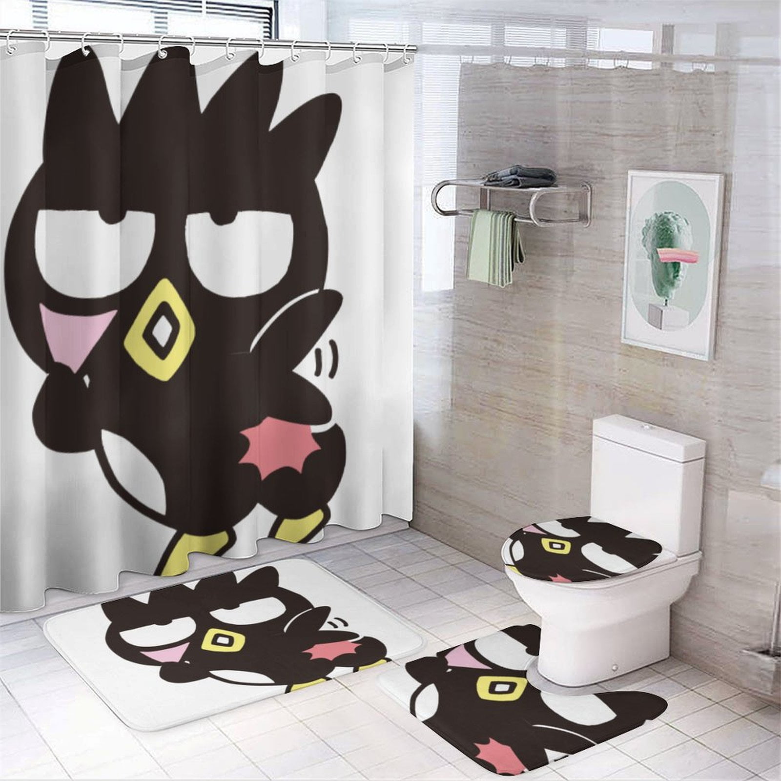 BAD BADTZ-MA-RU Shower Curtain Sets Cartoon Anime for Boys Grils Gift ...