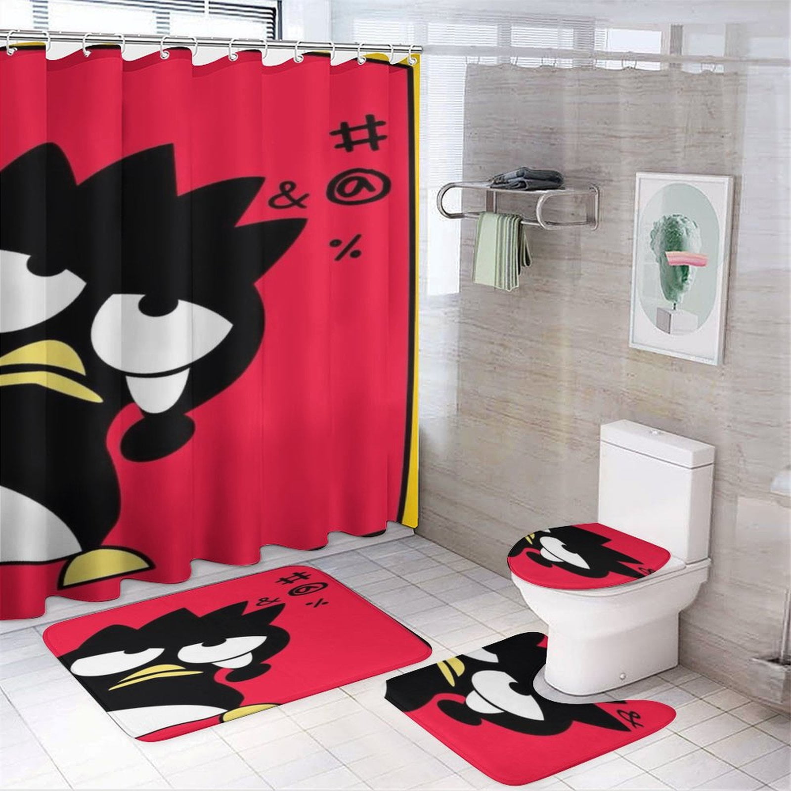 BAD BADTZ-MA-RU Shower Curtain Sets Cartoon Anime for Boys Grils Gift ...