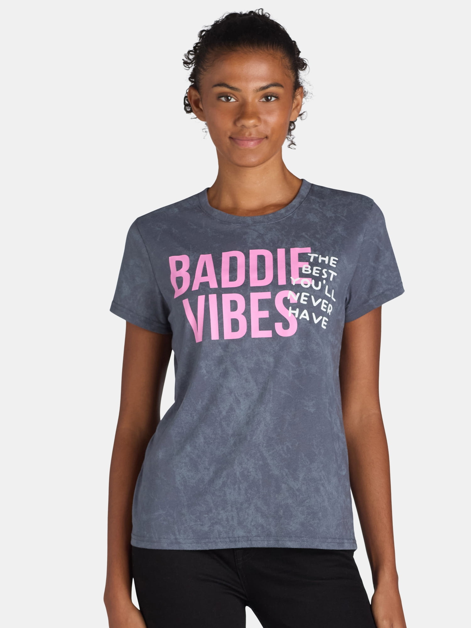 Baddie Vibes Women's Graphic Tee with Short Sleeves, Sizes XXS-XXL ...