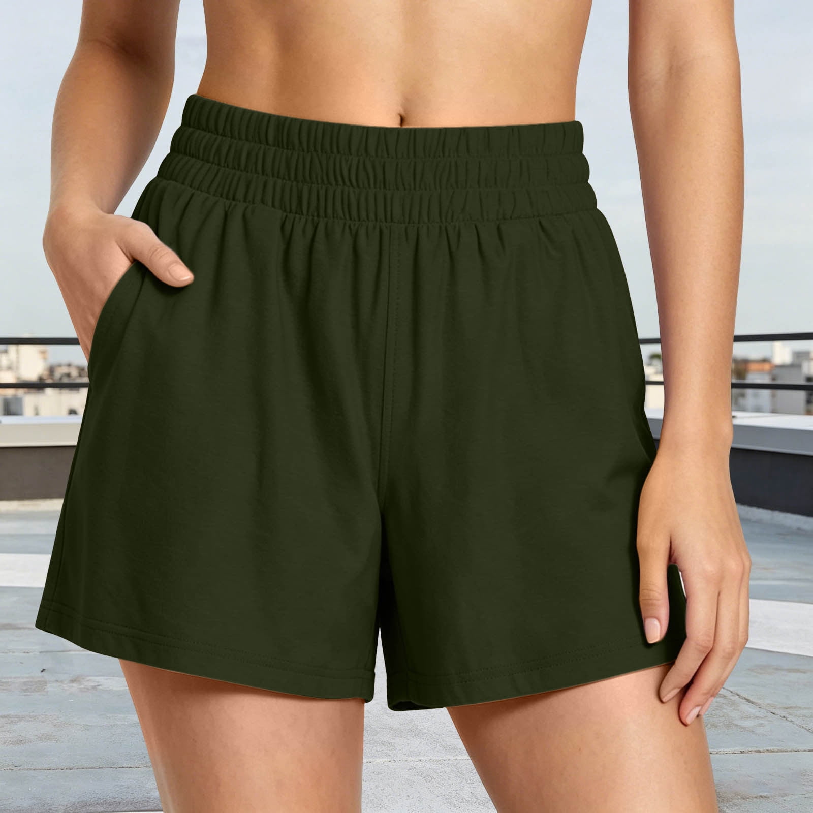 BADHUB Athletic Workout Shorts Women's High Waisted Swim Shorts Soft ...