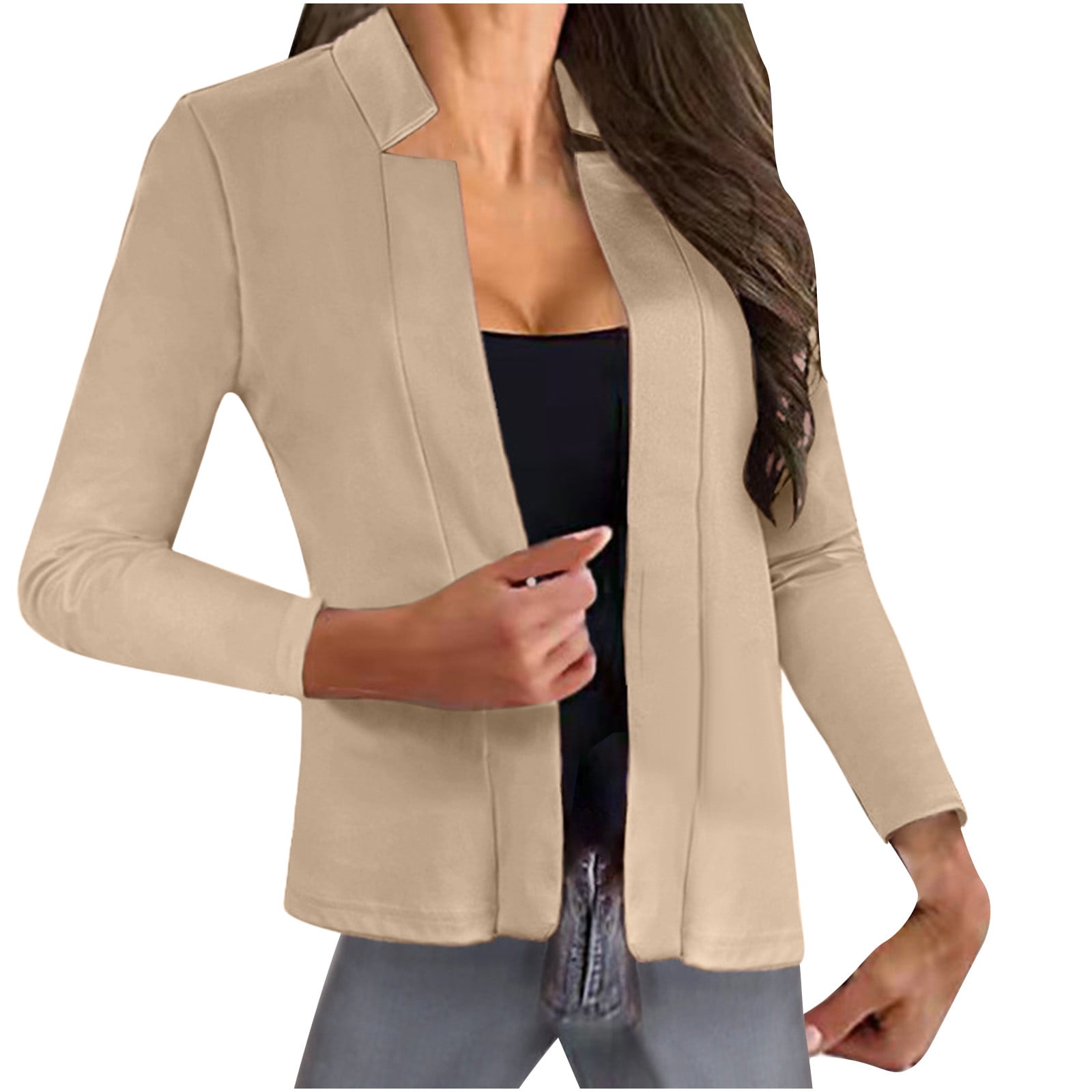 Badhub Blazers For Women Business Casuallong Sleeve Open Front Notch