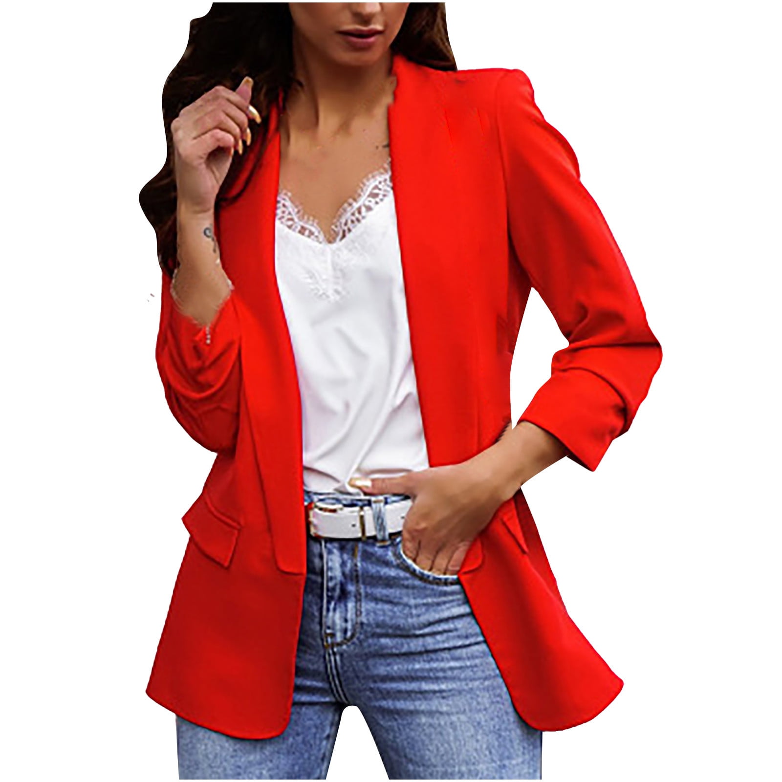 BADHUB Blazers for Women Business Casual,Solid Color Blazer Cardigan ...