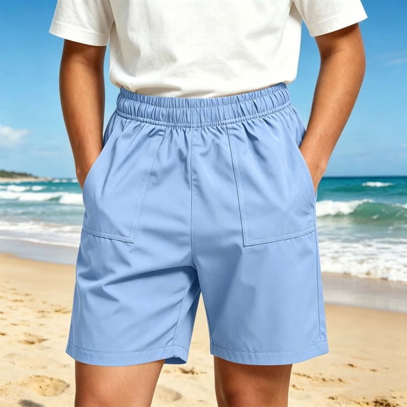 BADHUB Boys Cargo Shorts Elastic Waisted Casual Lightweight Pull On ...