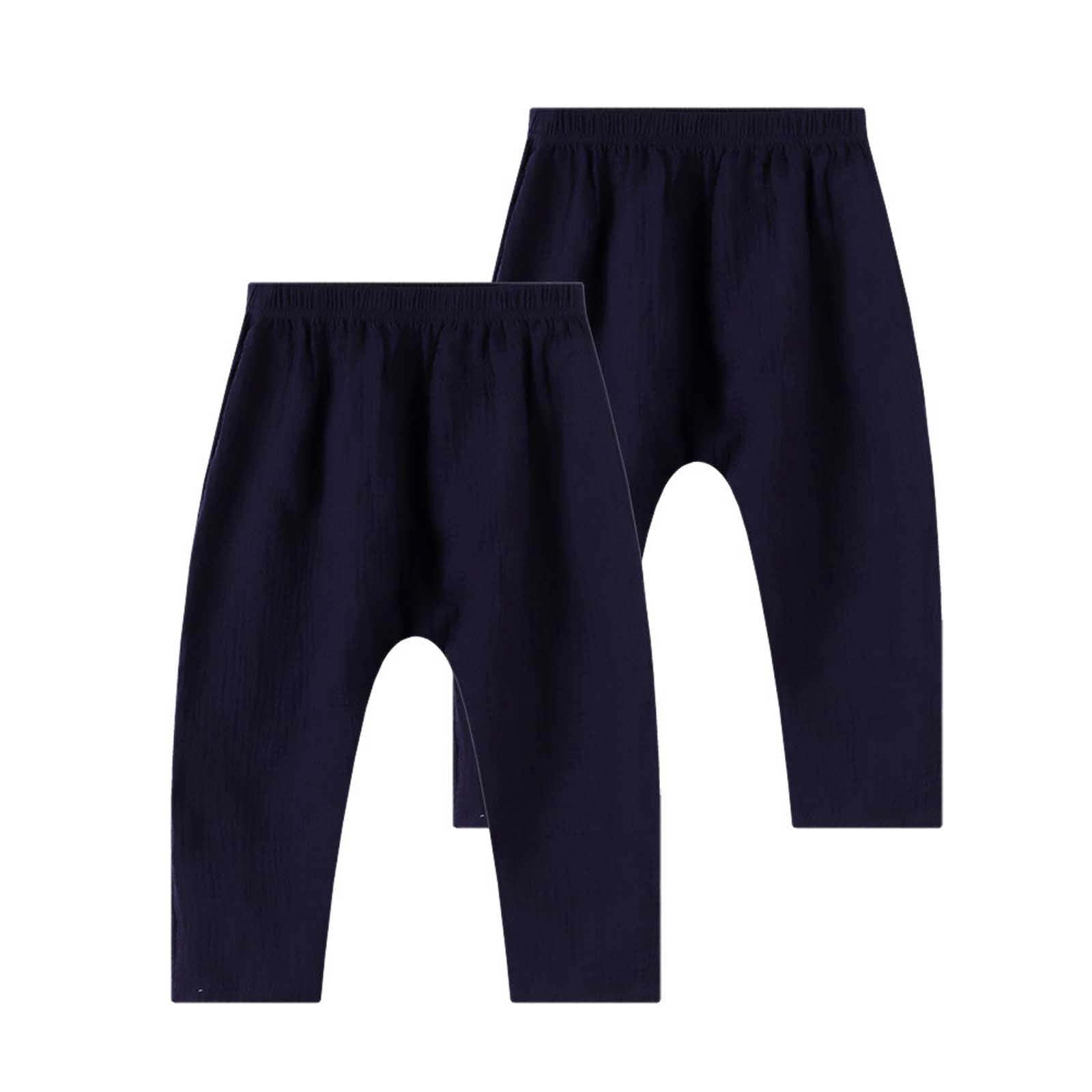 BADHUB Boys Girls 2 Pack Pants Elastic Waist Lightweight Casual Pant ...