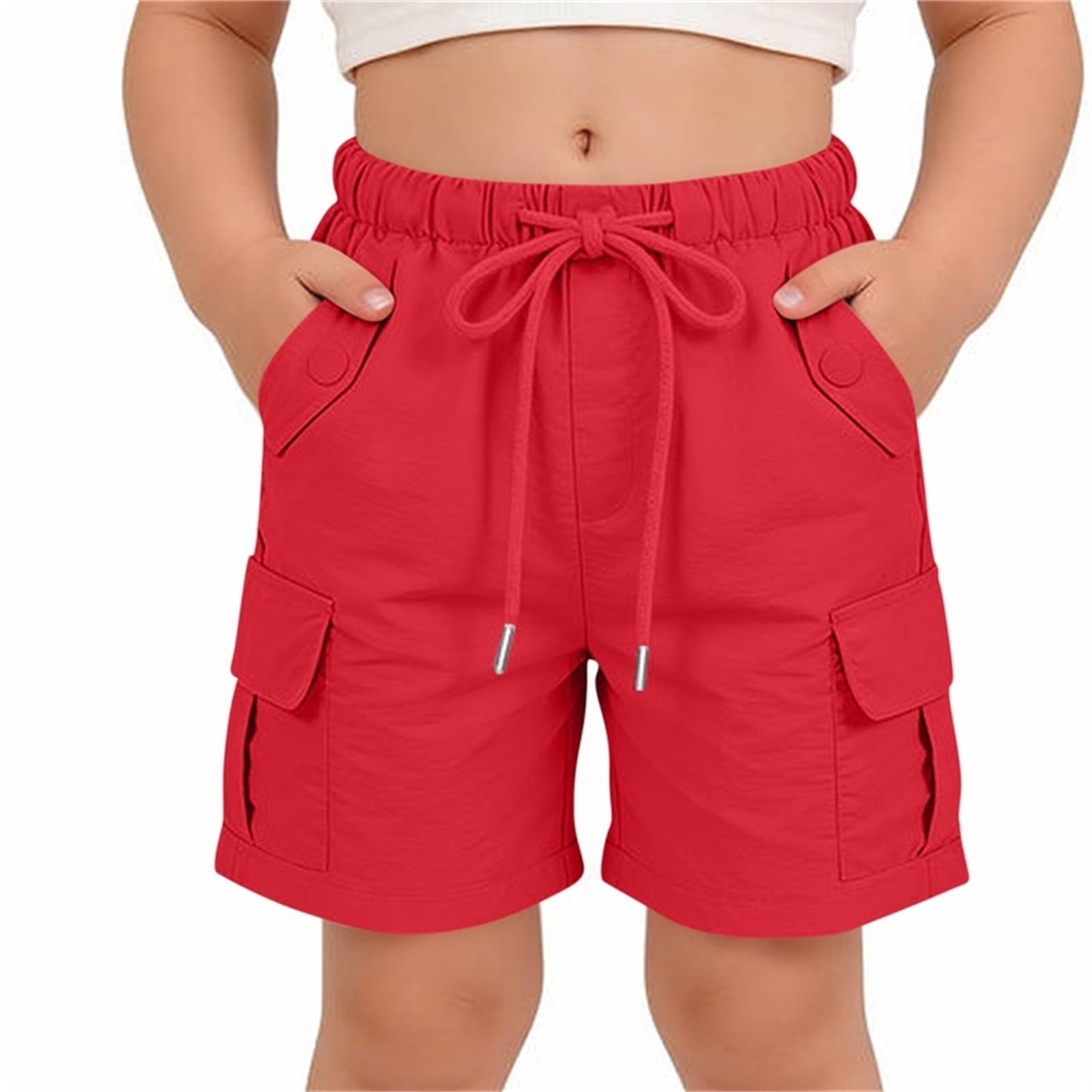 BADHUB Boys Girls Cargo Shorts Elastic Waisted Straight Leg Stretch ...
