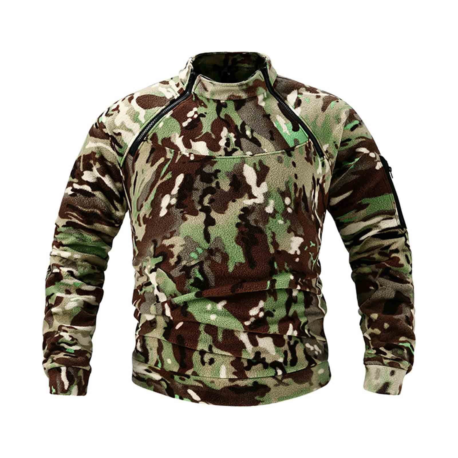 BADHUB Camo Fleece Pullover for Men Stand Collar Graphic Sweatshirt ...