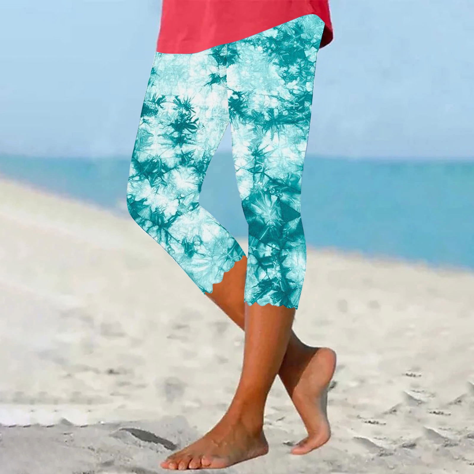 BADHUB Capri Leggings for Women Tie Dye High Waisted Yoga Capris Milk ...