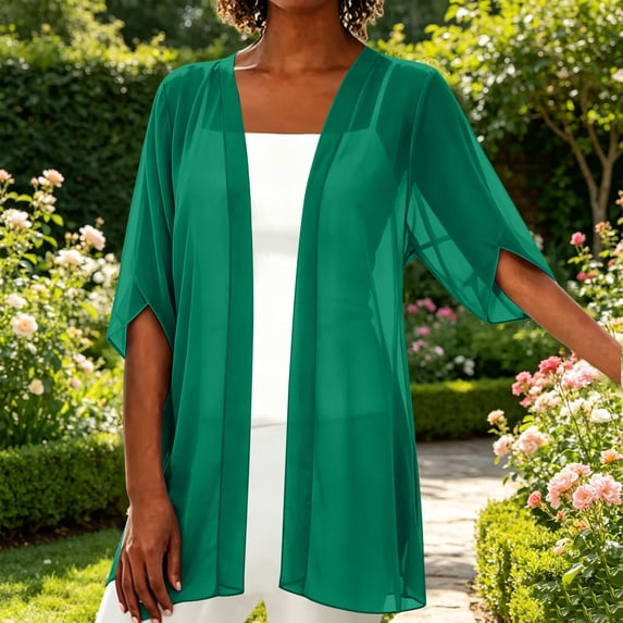BADHUB Cardigan for Women Cover Up Chiffon Open Front Blouse ...