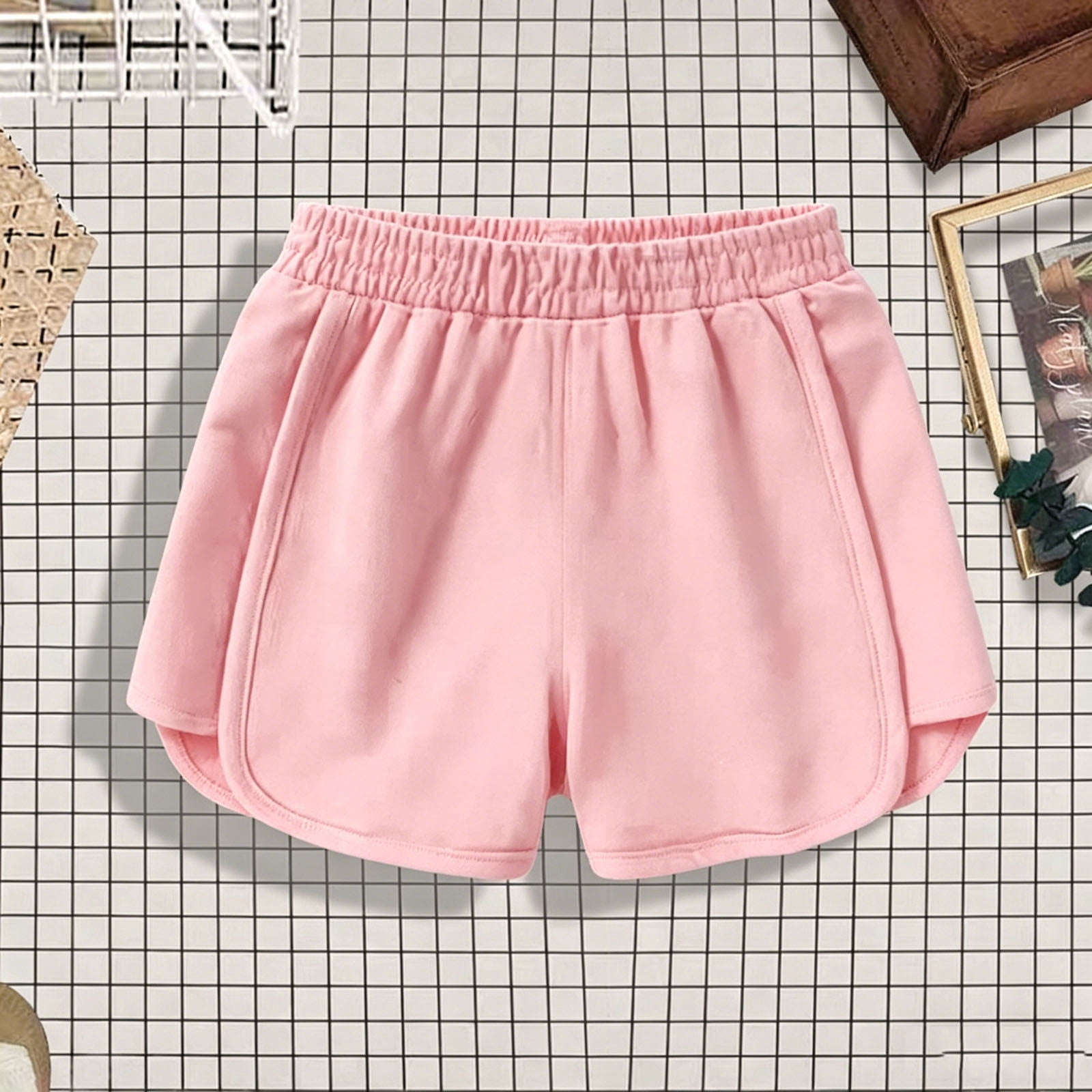 BADHUB Girl's Uniform Pant Elastic Waist Casual Cotton Shorts Summer ...