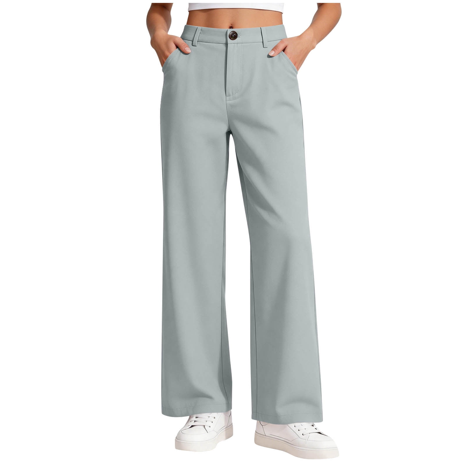 BADHUB Girls Dress Pant Straight Leg Uniform Pants Flat Front Casual ...