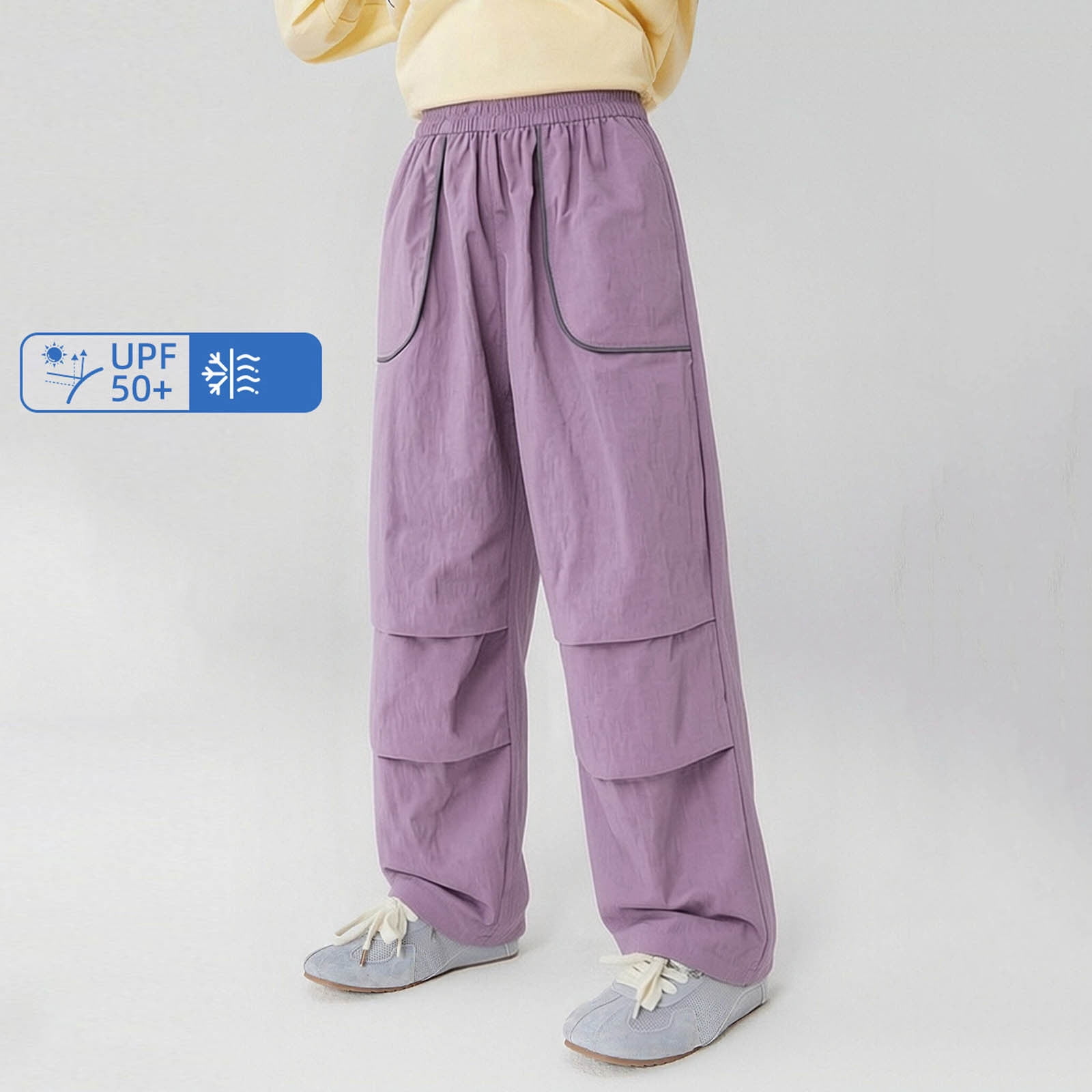 BADHUB Girls Parachute Cargo Pants High Waisted Wide Leg Stacked Pant ...