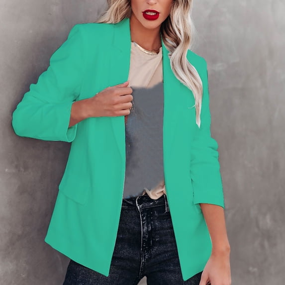 BADHUB Lightweight Open Front Blazer for Womens 3/4 Sleeve Work Office ...
