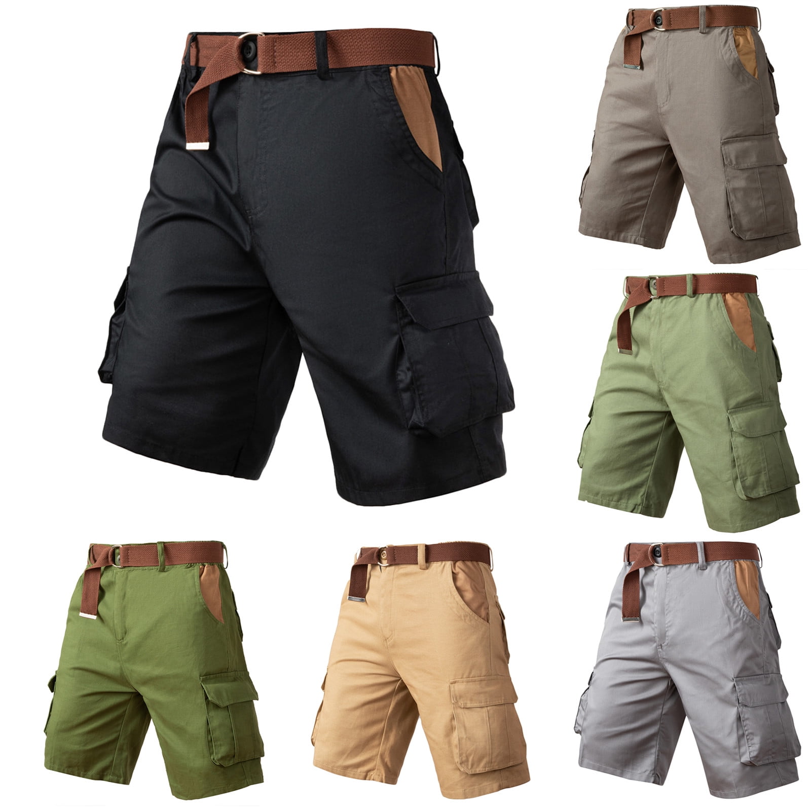 BADHUB Men's Cargo Shorts Multi-Pockets Waterproof Ripstop Work Shorts ...