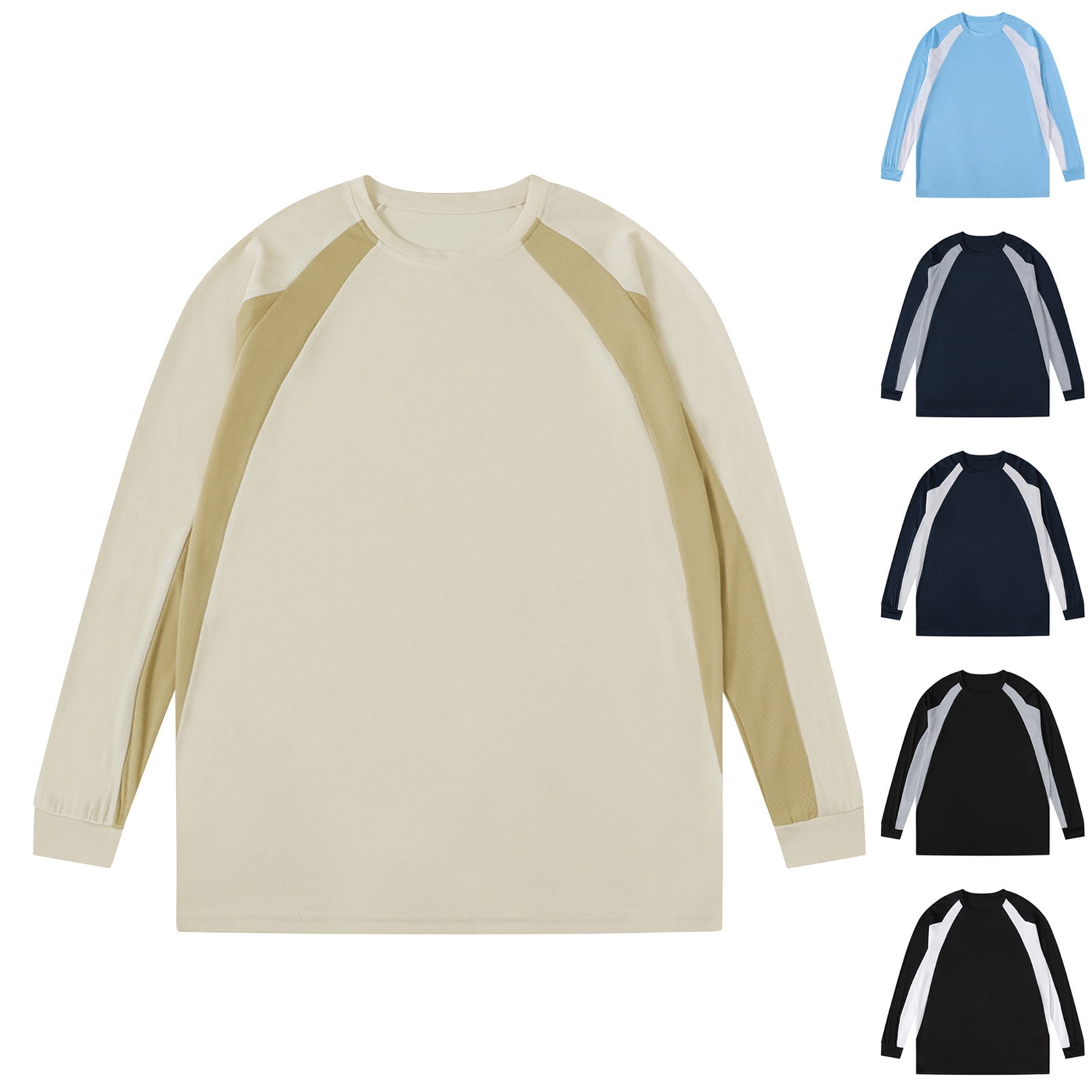 BADHUB Men's Color Block Sweatshirts Causal Long Sleeve Crew Neck Loose ...