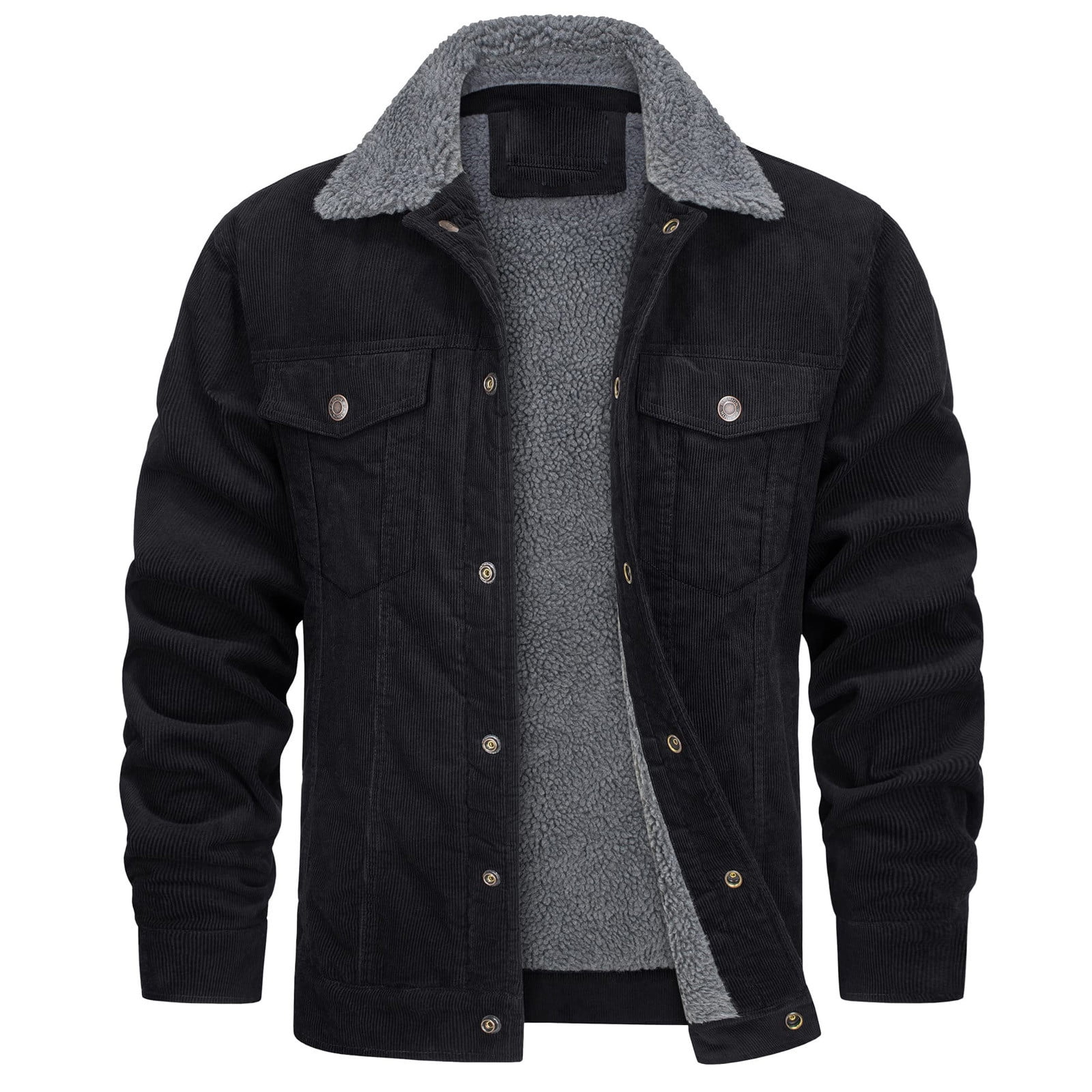 BADHUB Men's Corduroy Jacket Sherpa Lined Fleece Trucker Jackets Cotton ...