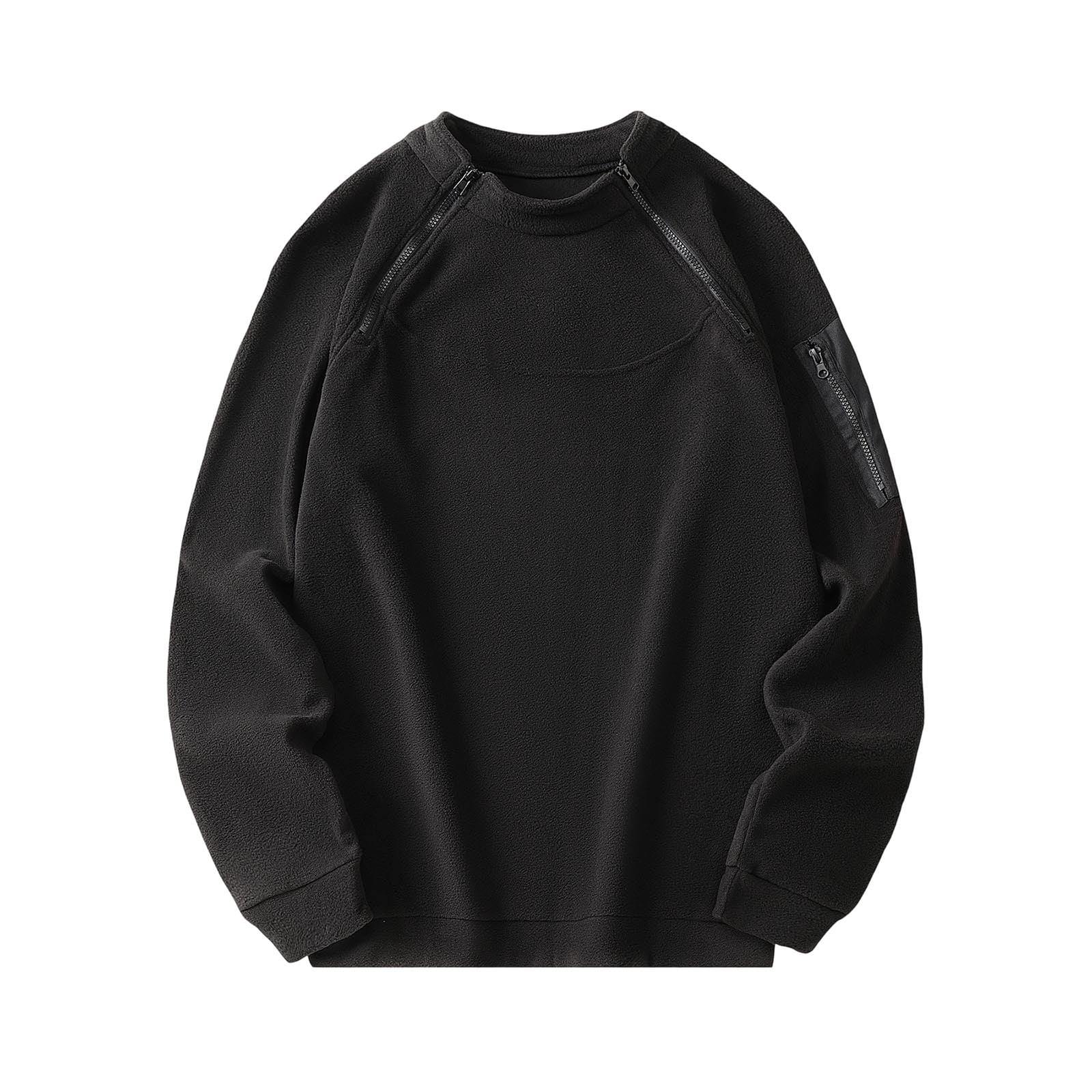 BADHUB Men's Polar Fleece Tactical Pullover, Quarter Zip Collar Y2K ...