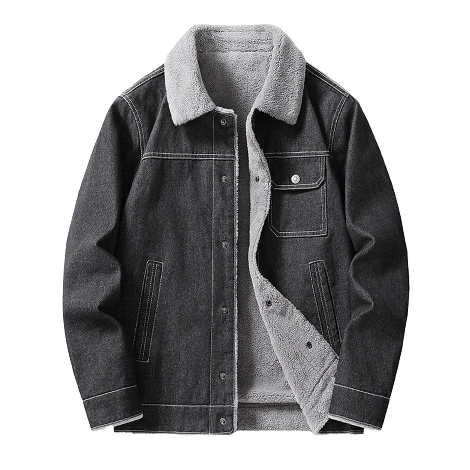 BADHUB Men's Sherpa Fleece Lined Denim Jacket Trucker Jacket Winter ...