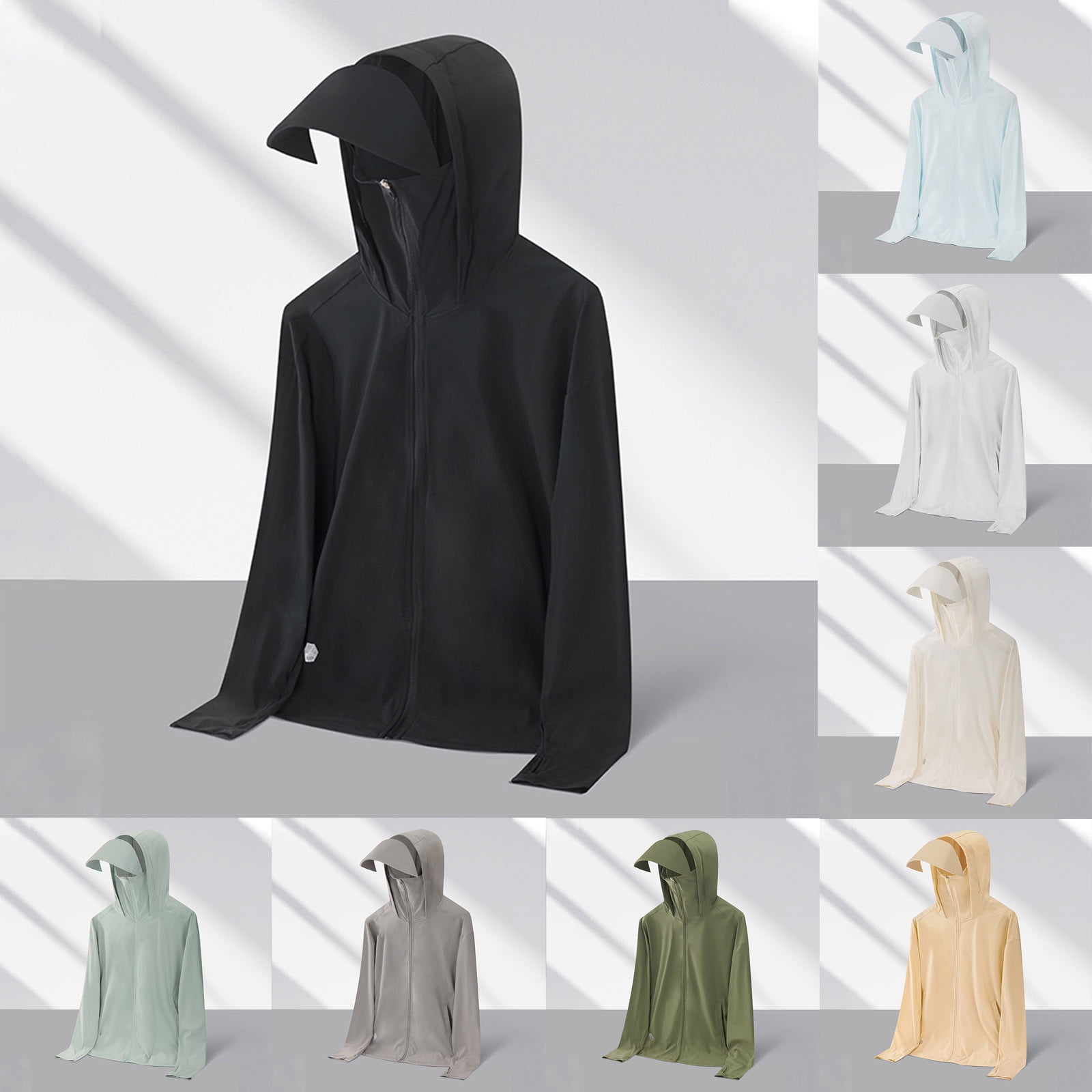 BADHUB Men's Sun Protection Hoodies with Face Mask Big Brim Hood and ...