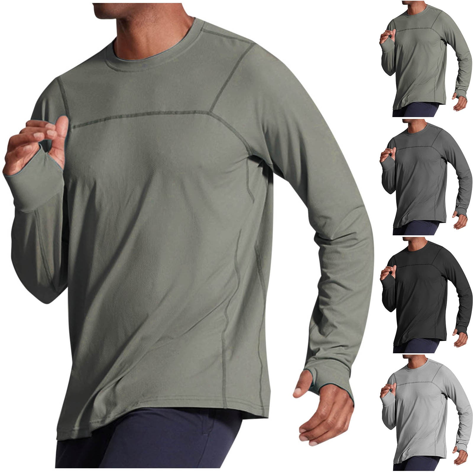 BADHUB Men's Sun Protection Quick Dry T Shirt Thumbhole Design Stretch ...