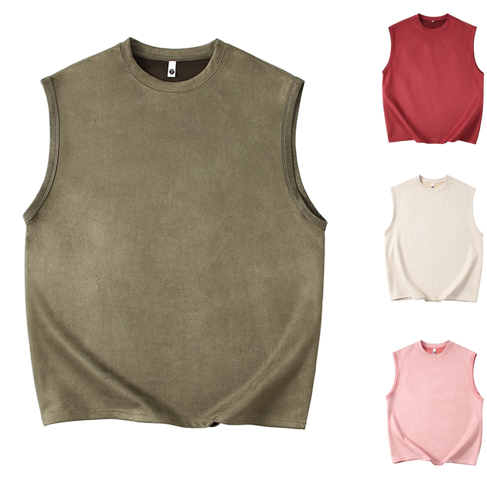 BADHUB Men's Tank Tops Big and Tall Solid Color Crew Neck Gym ...