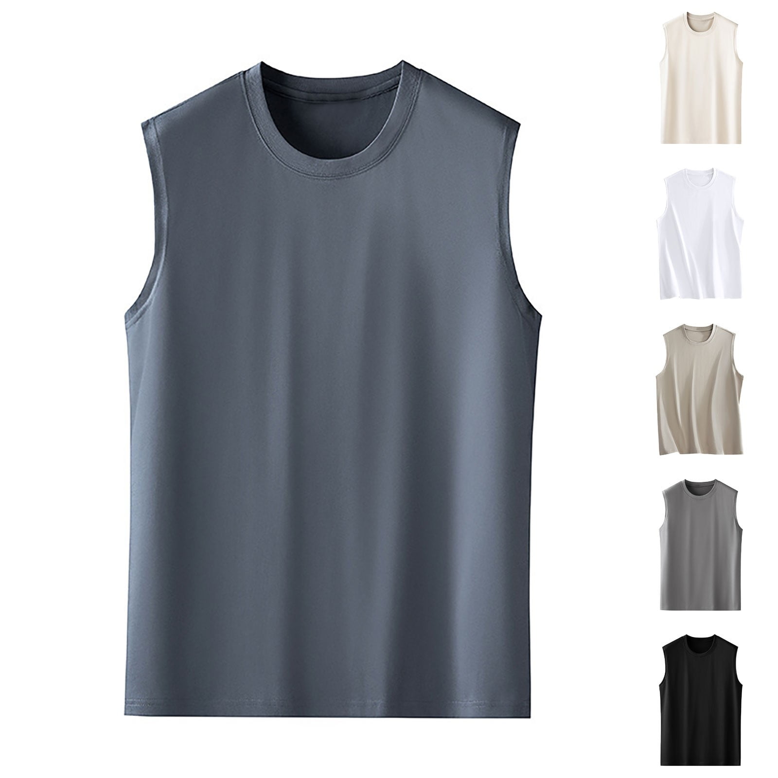 BADHUB Men's Tank Tops Cotton Sleeveless Muscle Cut Off T Shirts Gym ...