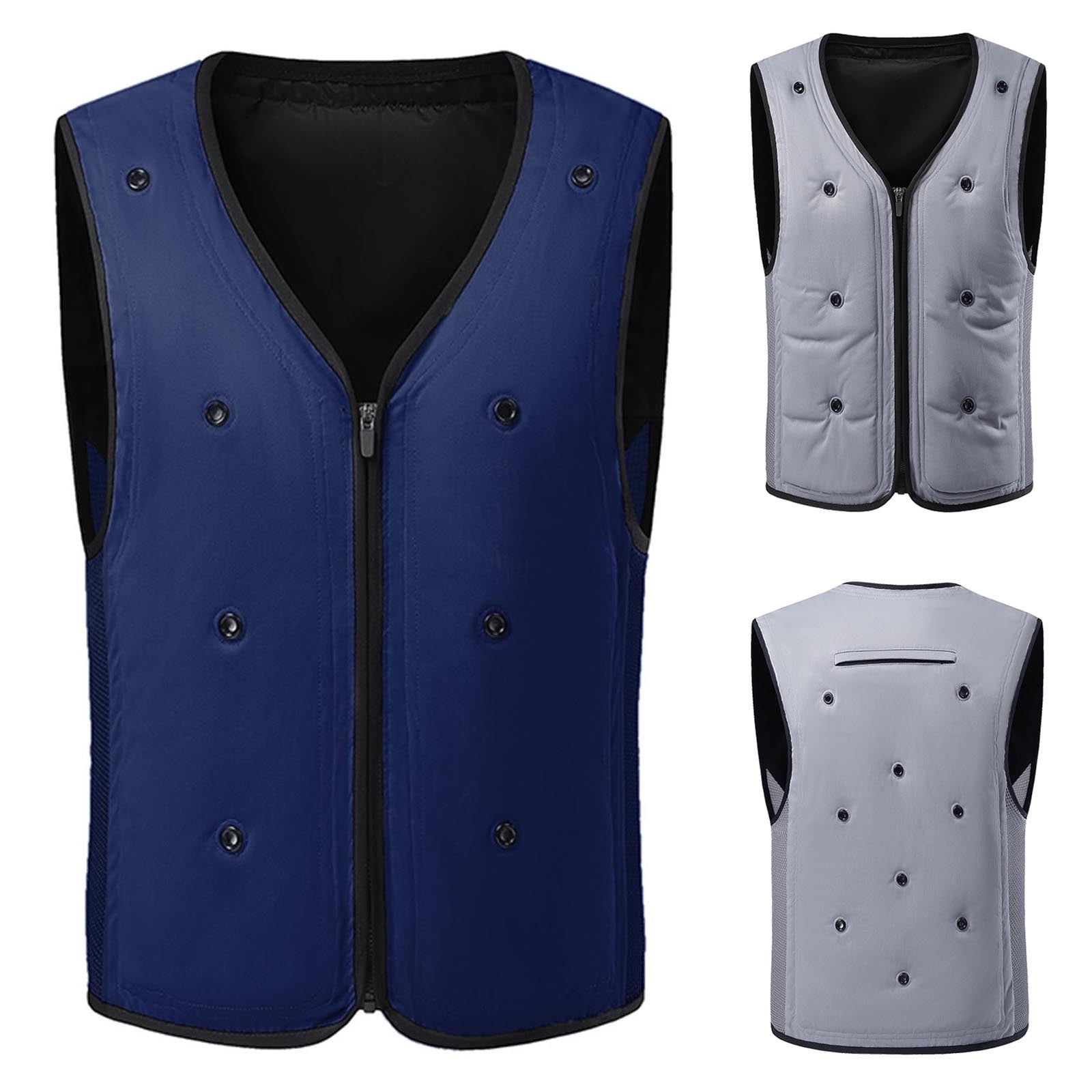 BADHUB Men's V-Neck Water Evaporation Tank Tops Physical Zipper Closure Summer Cooling Vests ...