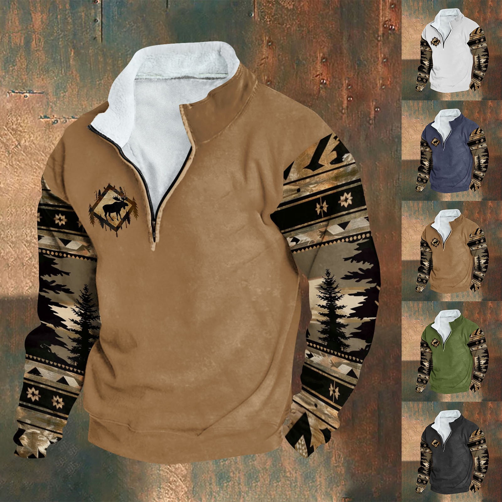BADHUB Men's Western Aztec Sweatshirts Big & Tall Loose Ethnic Graphic ...