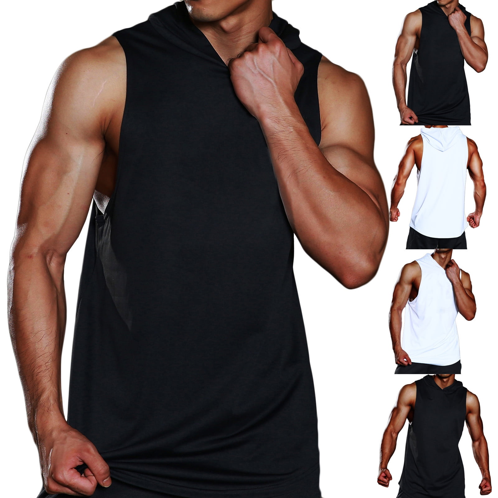 BADHUB Men's Workout Tank Top Sleeveless Muscle Bodybuilding Shirt Gym ...