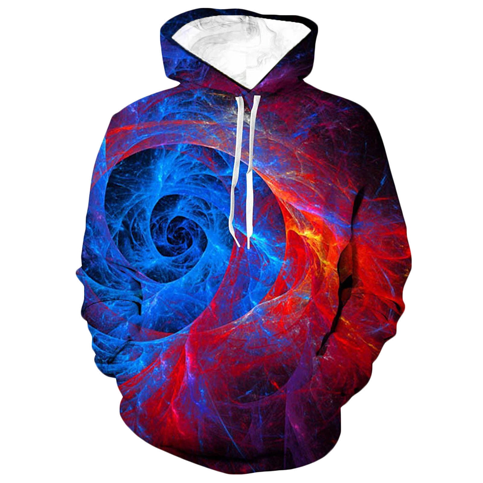 BADHUB Mens Hoodies Clearance Big and Tall 3D Realistic Flame Print ...