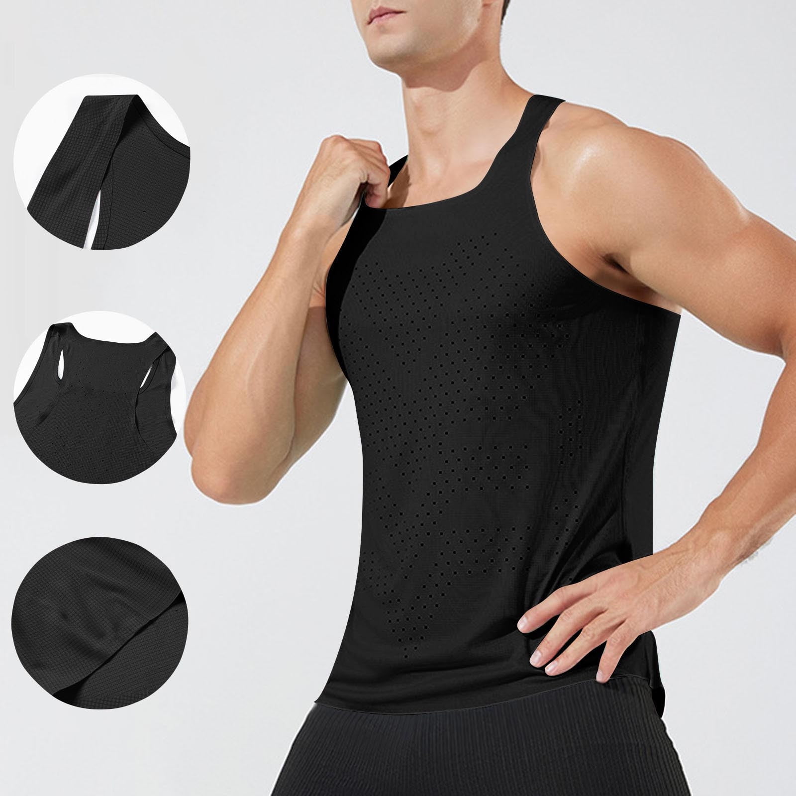 BADHUB Mesh Tank Tops for Men Summer Casual Breathable Square Neck Gym ...