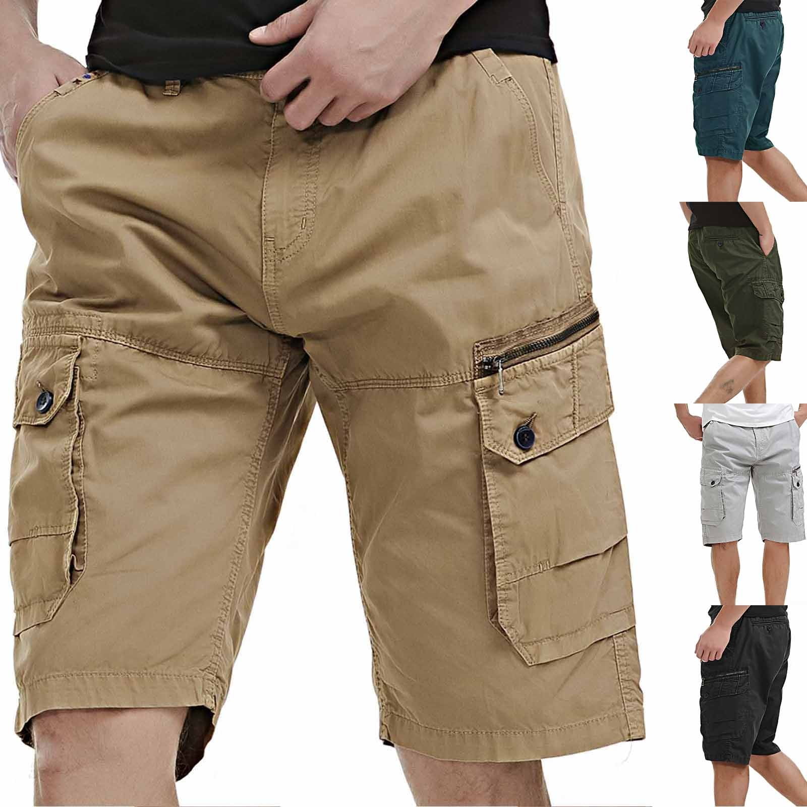 BADHUB Multi Pocket Cargo Shorts for Men Classic Button Zipper Work ...