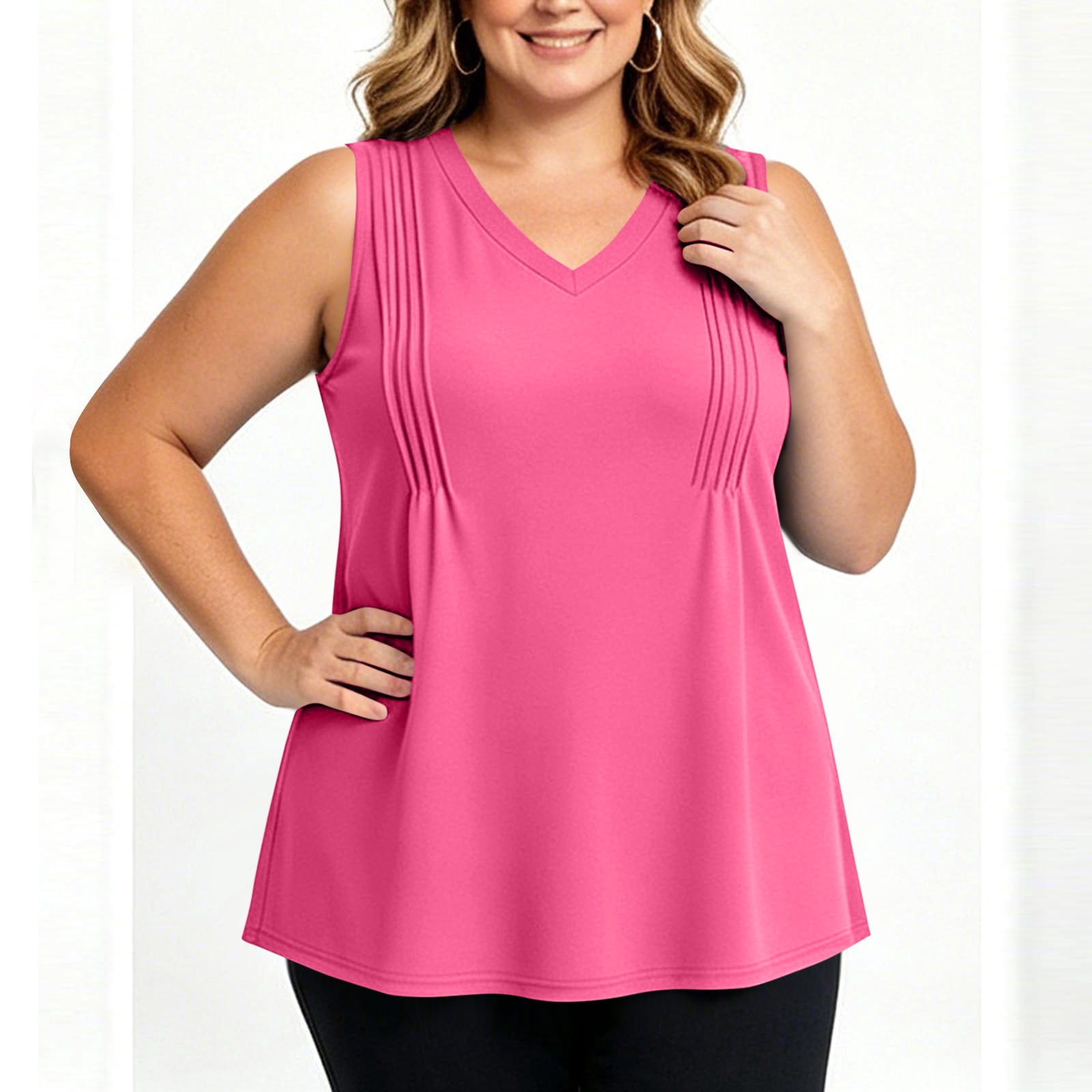 BADHUB Oversize Tank Tops for Womens V Neck Casual Flowy Comfortable ...