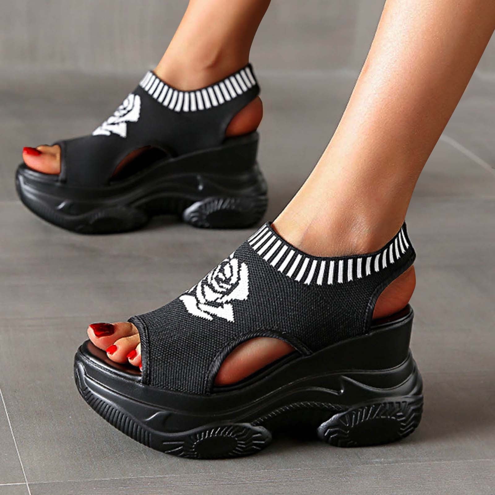 BADHUB Platform Sandals for Women Wedges 2025 Open Toe Fish Mouth ...