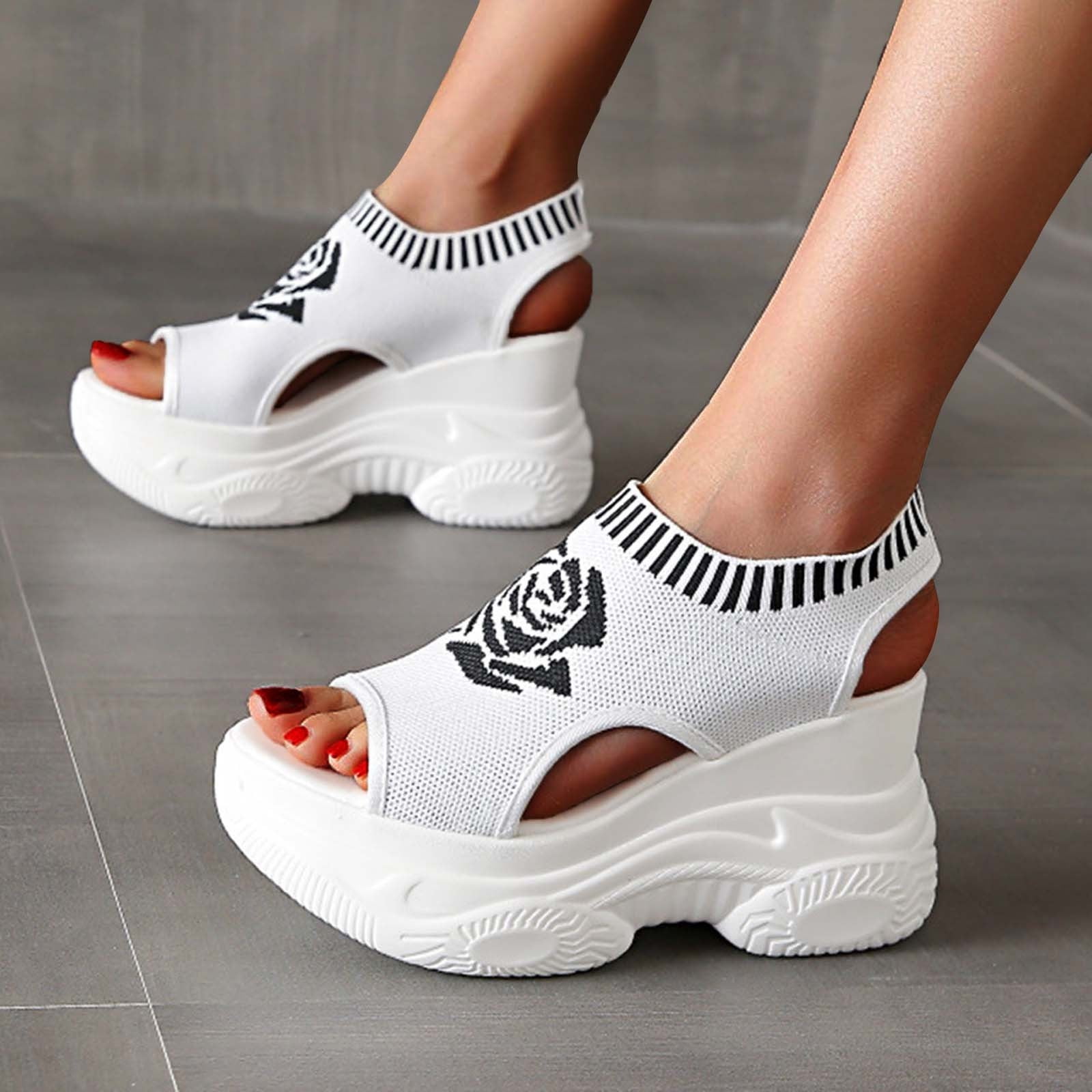 BADHUB Platform Sandals for Women Wedges 2025 Open Toe Fish Mouth ...
