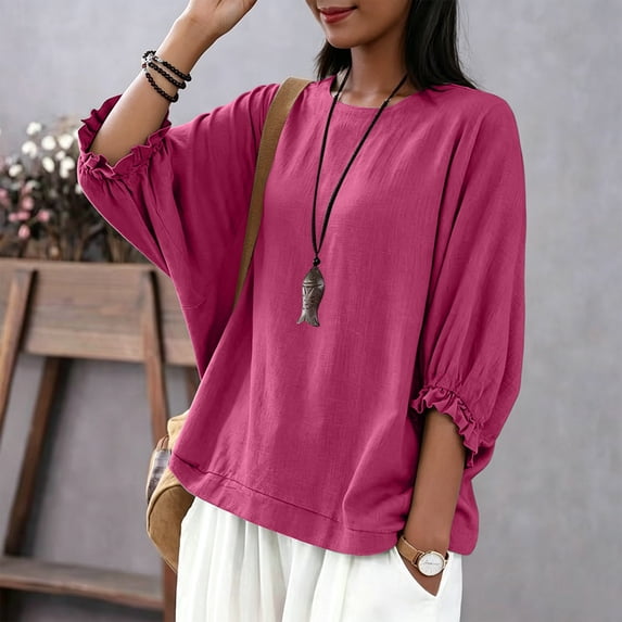 BADHUB Plus Size T Shirts for Women Loose Fit 3/4 Length Sleeve ...