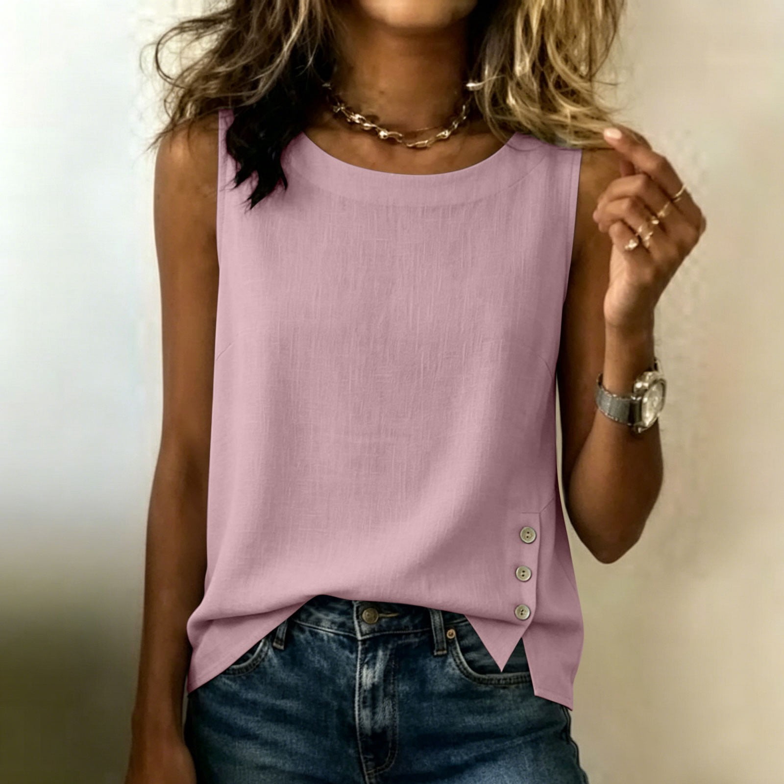 BADHUB Summer Tank Tops for Womens Sleeveless Lounge Loose Fit Tshirs ...