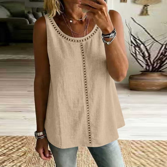 BADHUB Tank Tops for Womens Crewneck Sleeveless Tshirts Lounge Loose ...