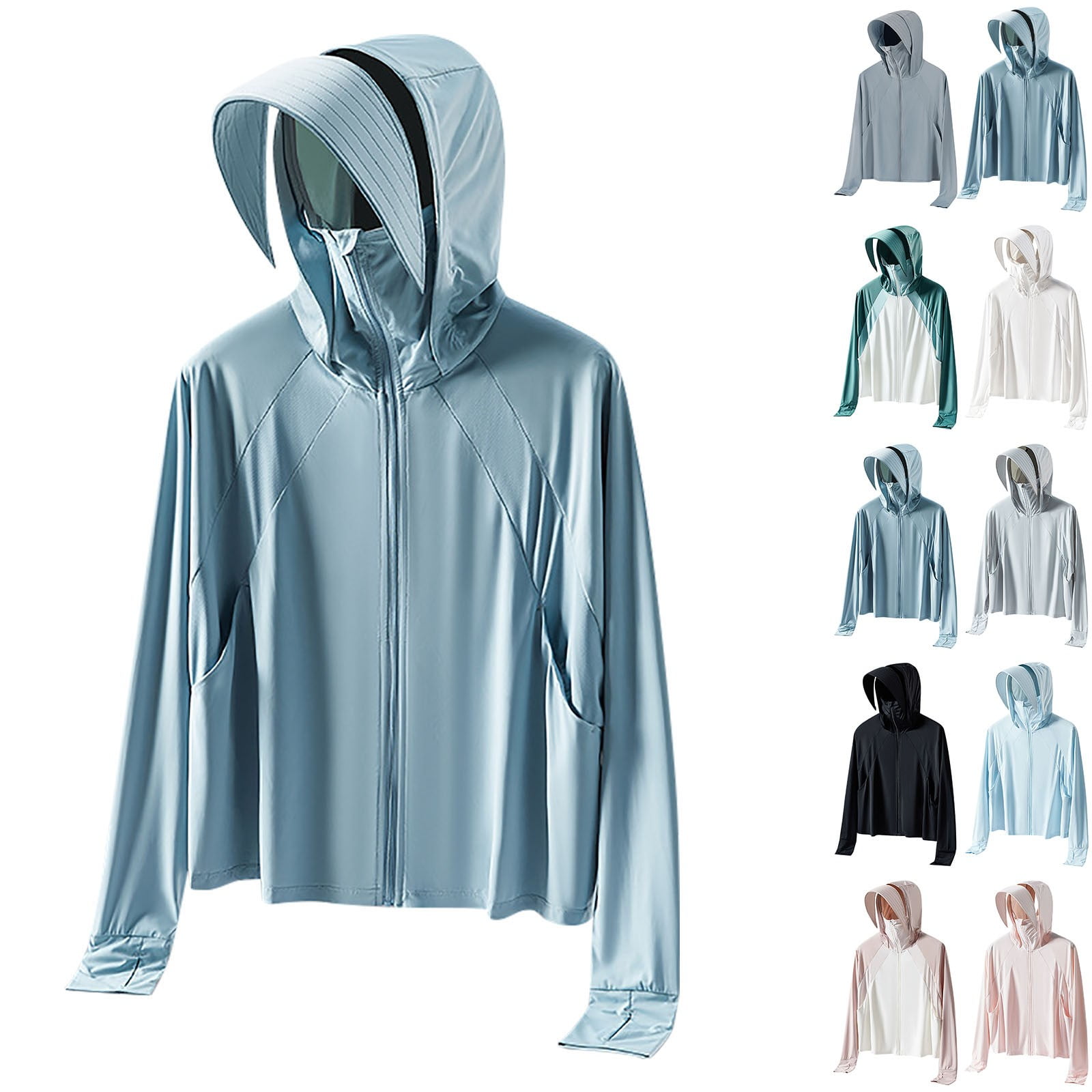 BADHUB Unisex 2025 Summer Sun Protection Hoodie Jacket with Face Mask ...