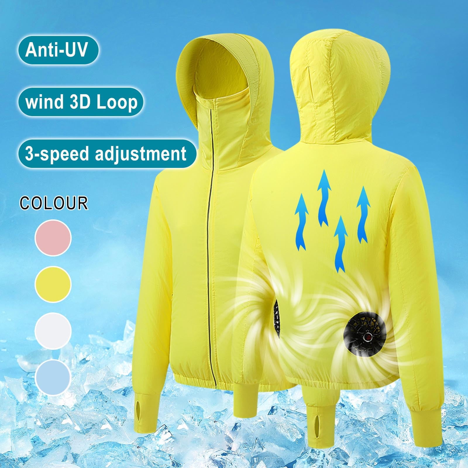 BADHUB Unisex Summer Cooling Fan Jacket with Face Mask USB Sun ...