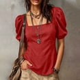 BADHUB Women Tshirts Shirts Puff Short Sleeve Square Neck Shirt ...