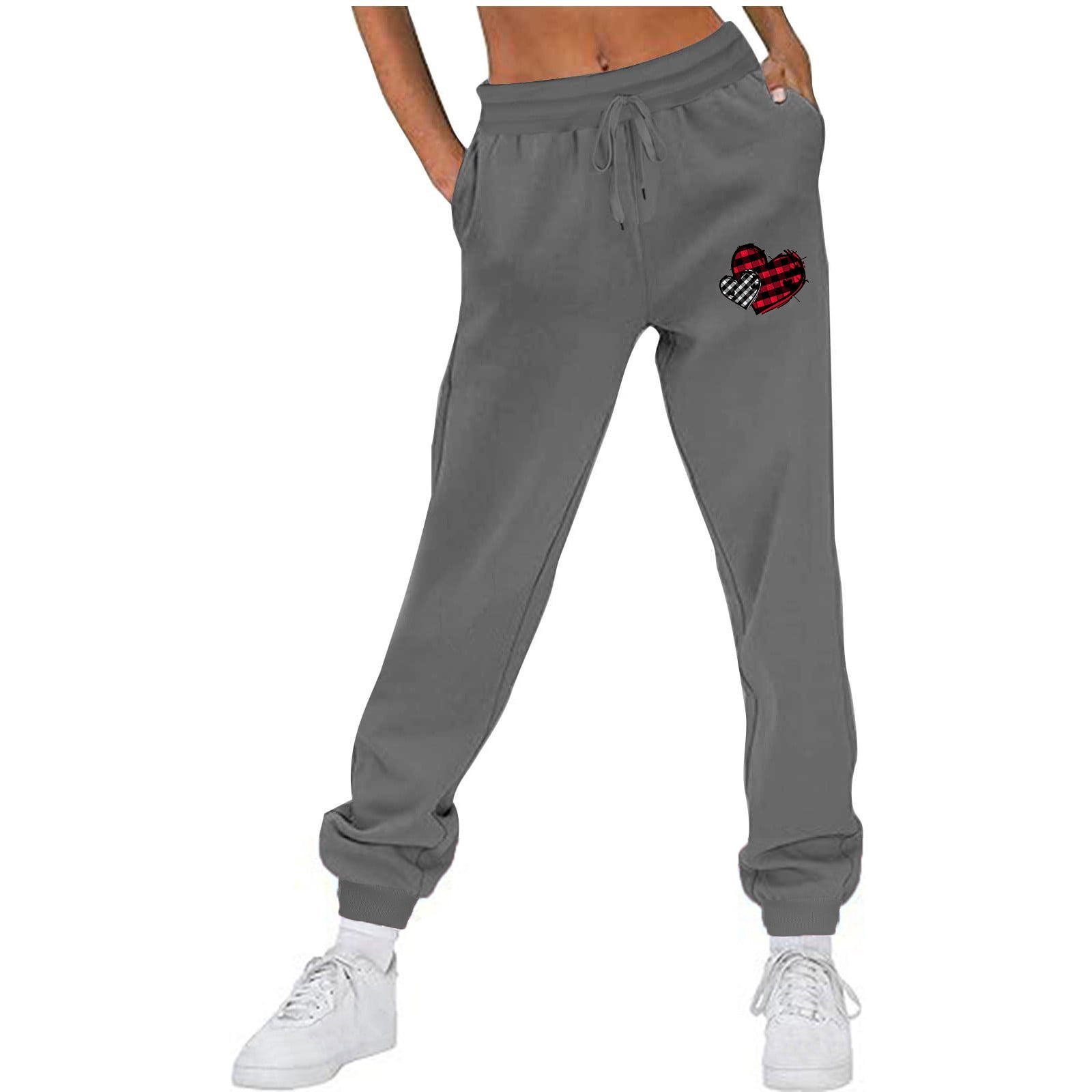 BADHUB Women's Joggers Sweatpants Heart Print Athletic Workout Running ...