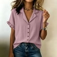 BADHUB Women's Summer Tops Ruffle Short Sleeve Button Down Shirts ...