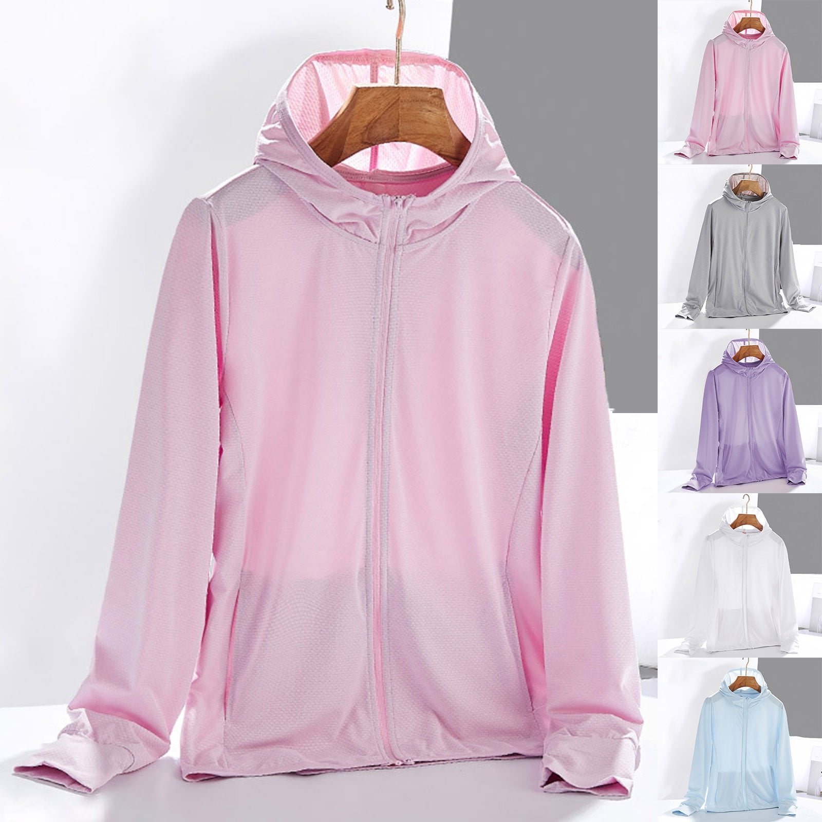 BADHUB Women's Sun Protection Hoodie Jacket with Thumb Holes Plus Size ...